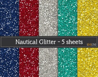 60% OFF Glitter Paper Pack "Nautical" - Navy Blue Glitter / Red Glitter ...