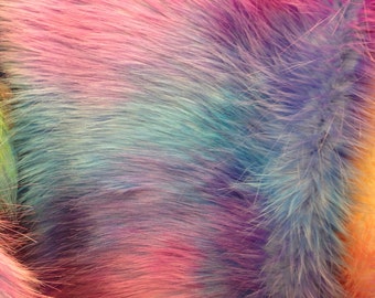 Rainbow fur fabric | Etsy