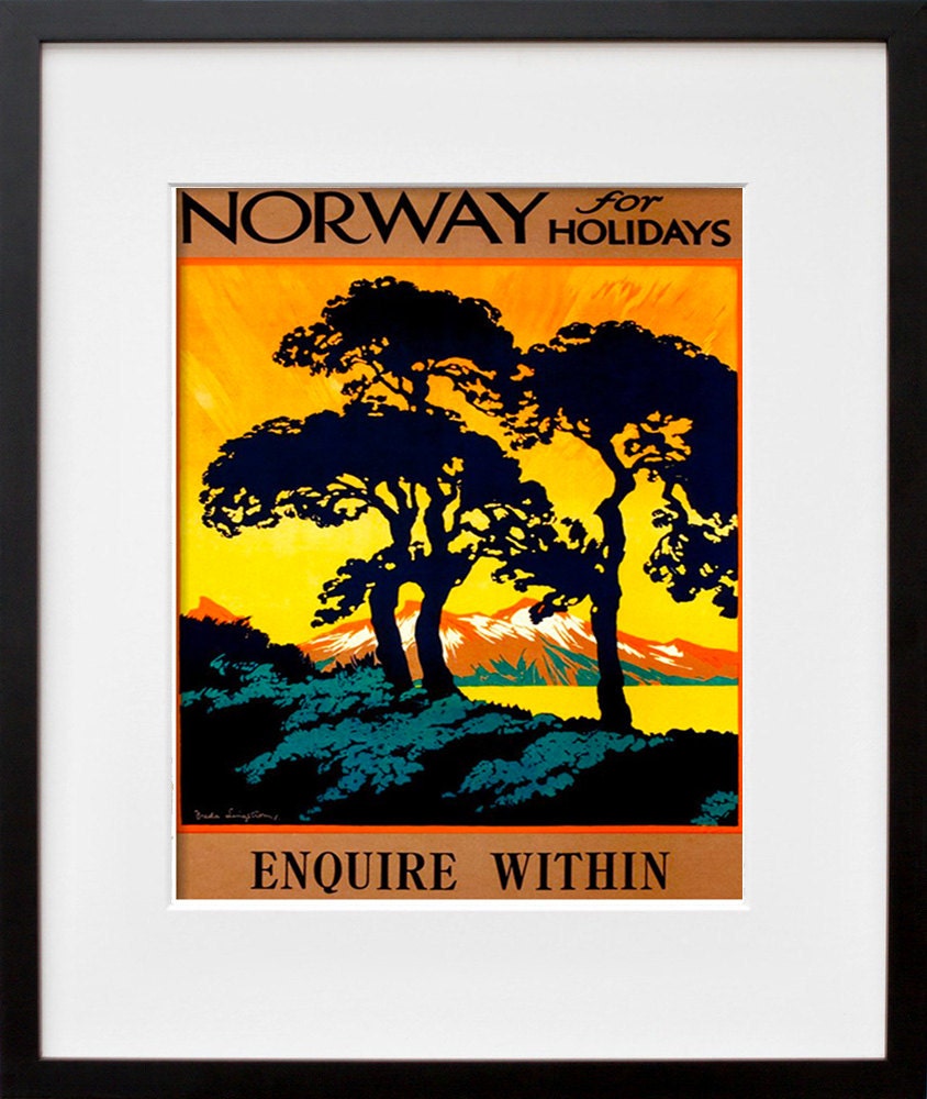 Travel Art Norway Print Poster Norwegian Vintage Home Decor