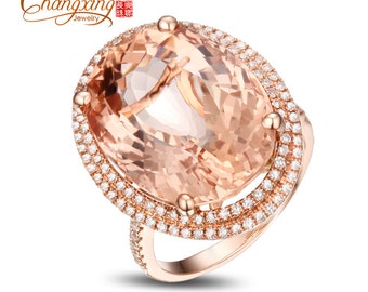 Large morganite ring | Etsy