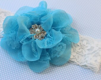 Girls blue headband | Etsy