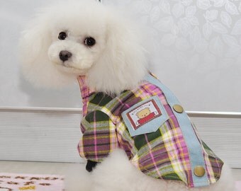 Hybrid Plaid Checkered Pet Shirt for Dog Clothes Comfy Cotton Pet Costume