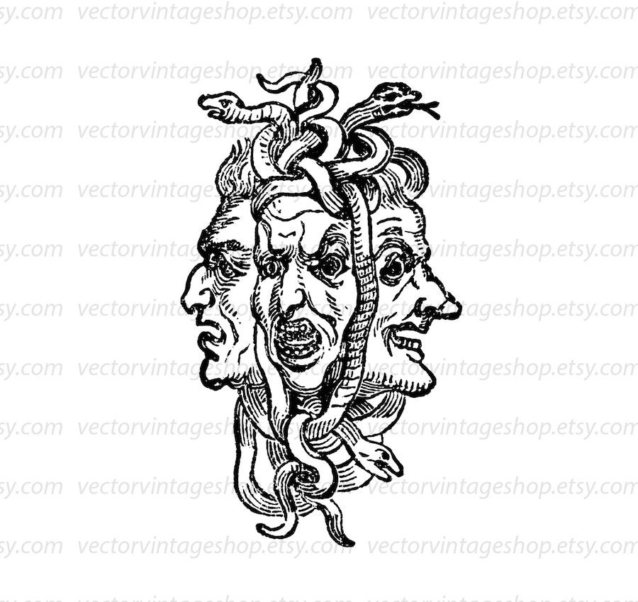 Furies Myth Vector Graphic Instant Download, Scary Monster Medusa ...