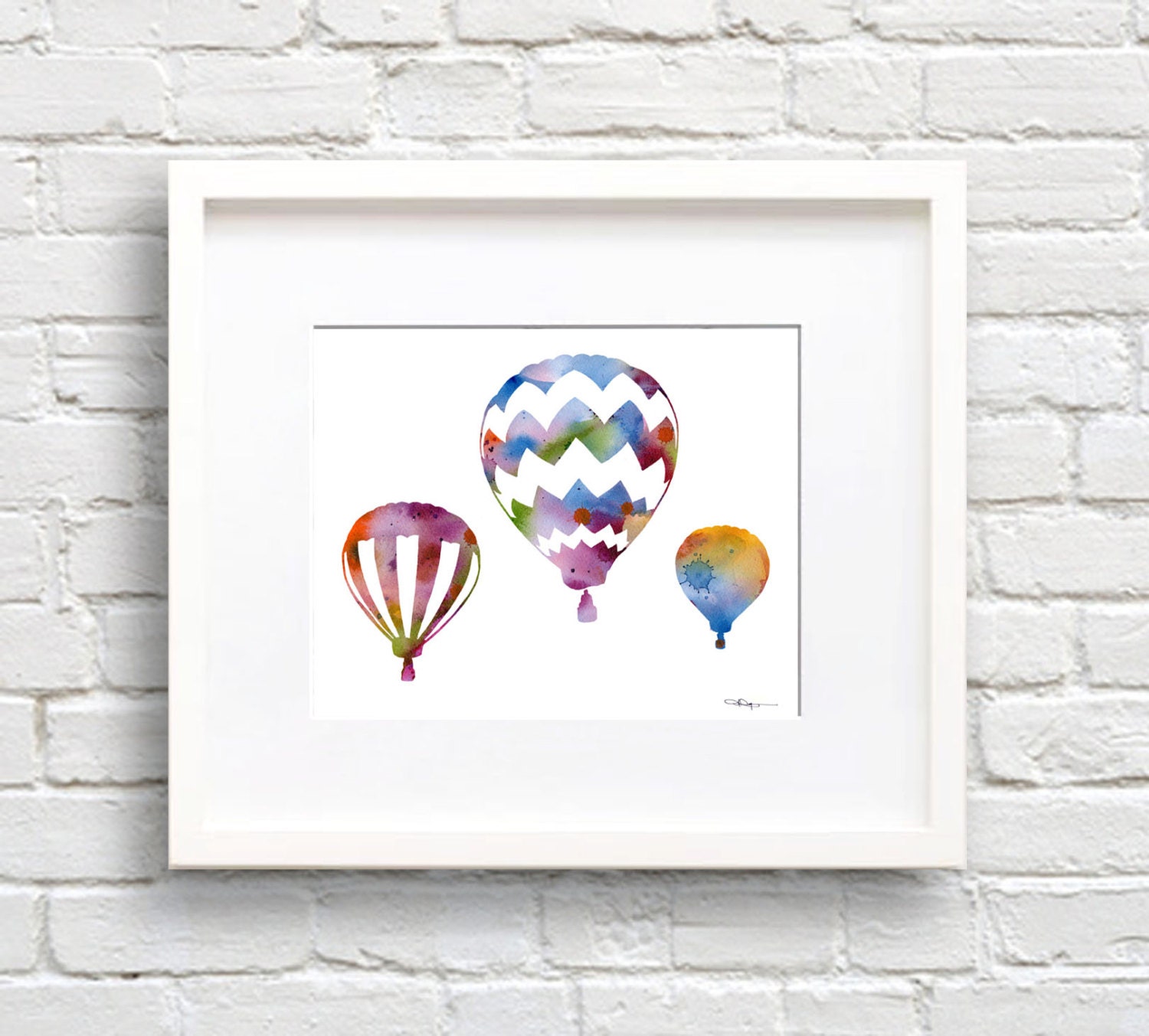 Hot Air Balloons Art Print Abstract Watercolor Painting
