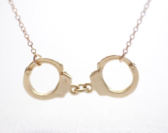 Gold Handcuff Necklace, 24k gold Vermeil handcuffs, Sideways Handcuff ...