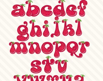 Strawberry Patch Alphabet Clipart Set