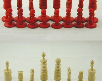 Chess Set Antique English Bone Pieces Barleycorn Set Rare Georgian ...
