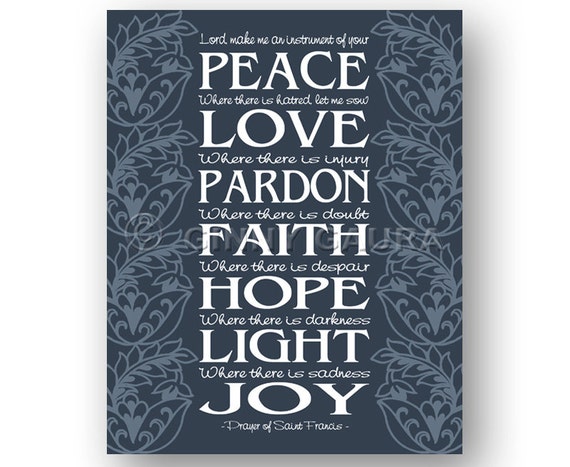 Prayer of St Francis Poem 8x10 Printable Download File