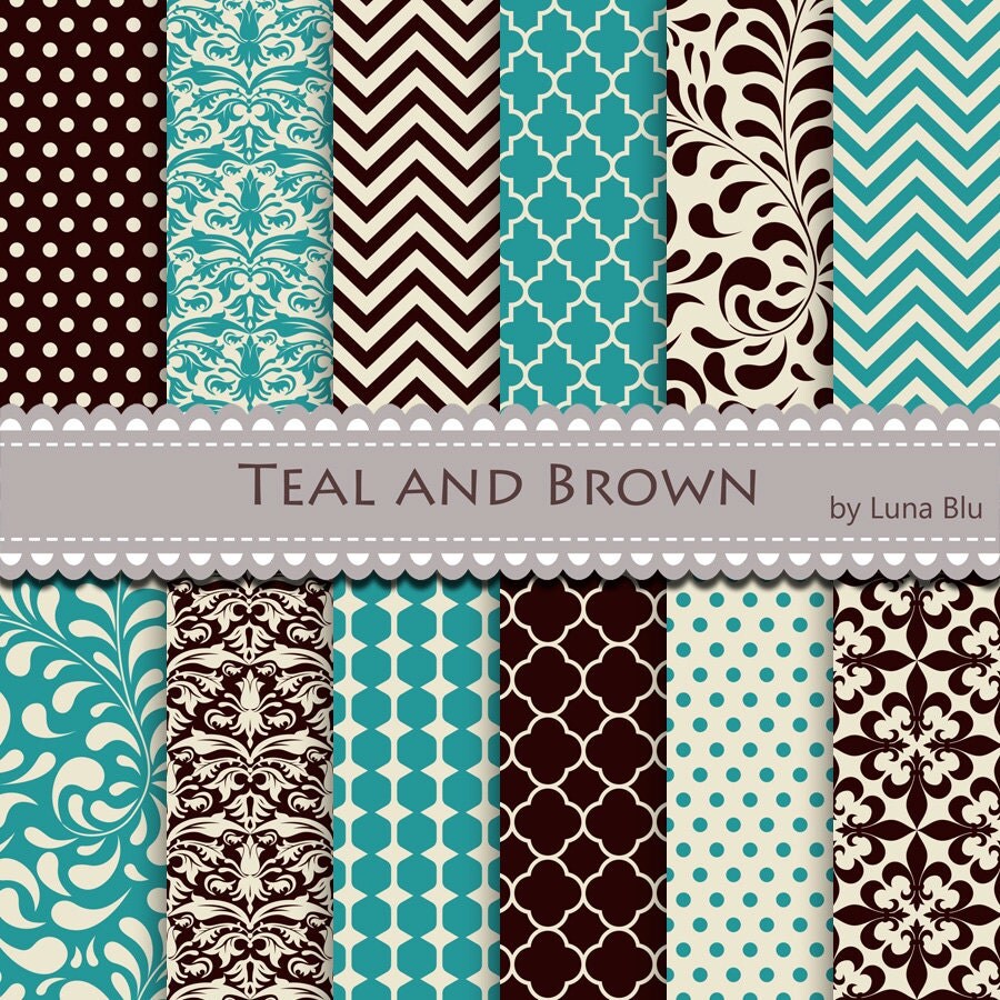 New Item added to my shop:Teal and Brown Digital Paper: “Teal and Brown ...