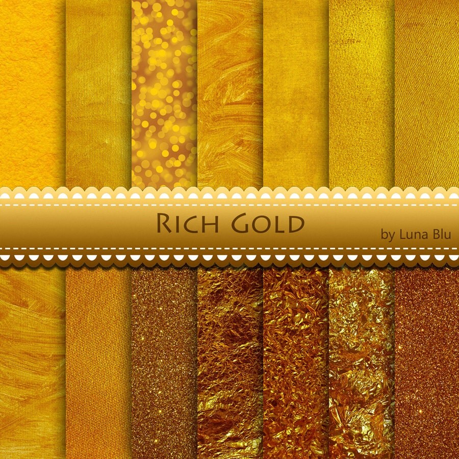 New Item added to my shop:Gold Digital Paper: “Gold Textures” rich gold ...