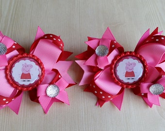 Peppa pig hair clip | Etsy