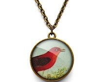 Popular items for red bird necklace on Etsy