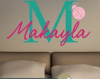 Monogram Wall Decal Wall Initials Vine by WallStickums on Etsy