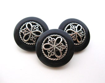 Popular items for black silver button on Etsy