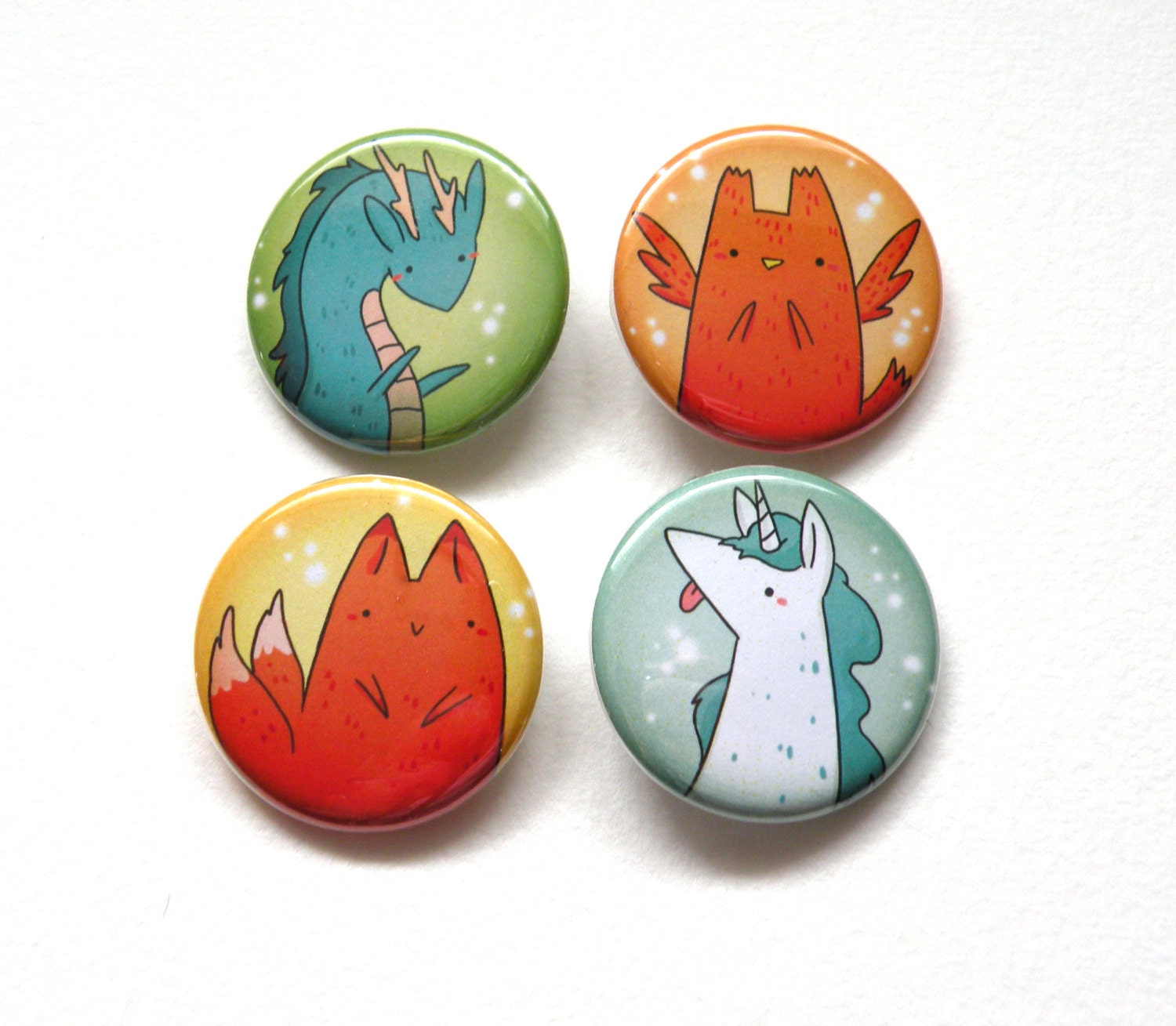 colorful mythical creature pinback button pack: | The Best Pinback ...