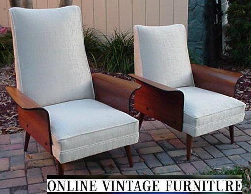 2 RESTORED 1950s Chairs lounge TEAK chair Eames mid century midcentury ...