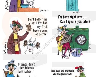 15 Maxine Machine Embroidery Designs (part 2) 5x7 hoop patterns Pes Hus ...