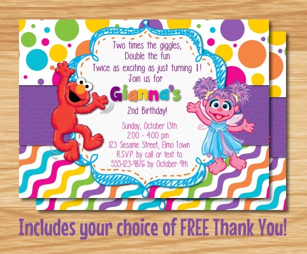 Elmo And Abby Cadabby Birthday Invitation Elmo Birthday Abby