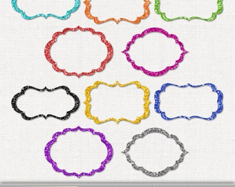 Glitter Frame digital clipart, Glitter bracket frame, glitter borders ...