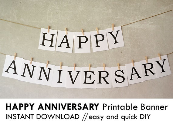 Items Similar To Printable HAPPY ANNIVERSARY Banner Prints On 8 5 X 11 Paper Instant 