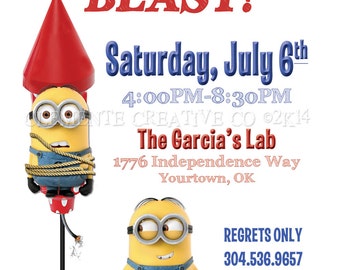 Despicable Me® 4th of JULY Invitation. DIY Fourth of July Minions ...