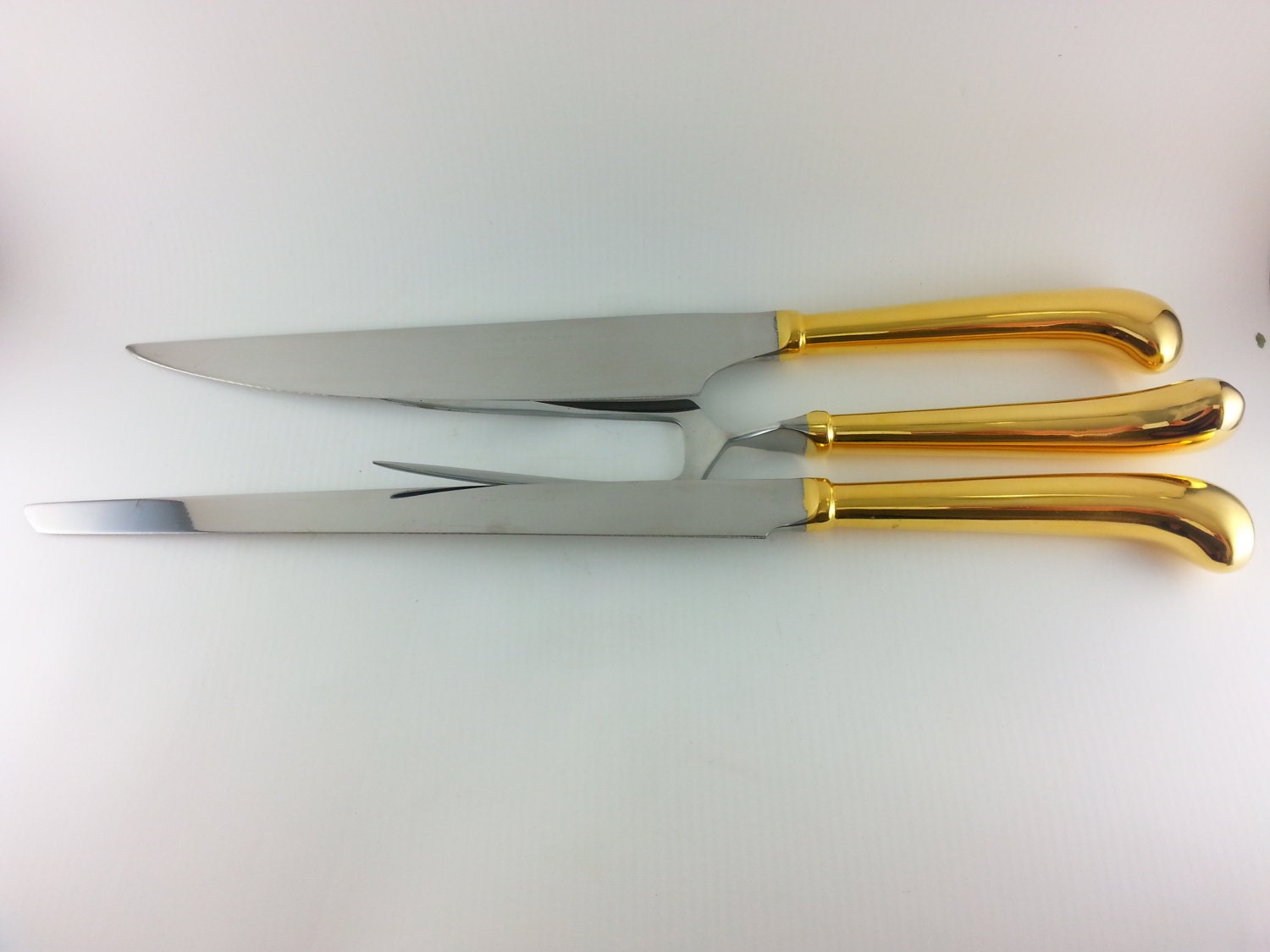 23 Karat Gold-Plated Stainless Carving Set in Case, 3-pc by John Hull ...