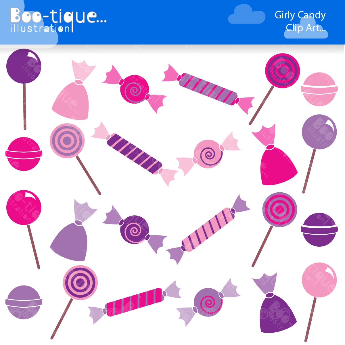 Candy Digital Clipart Set. Pink Candy Clipart. Purple Candy Clip Art ...