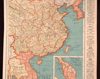 1930s asia map | Etsy