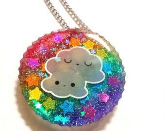 kawaii cloud and resin charm, kawaii resin, resin charm, resin pendant ...