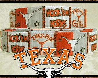 7/8 "Texas Longhorns" Grosgrain Ribbon (1 yard)