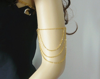 Delicate Gold Arm Chain, Arm Bracelet, Body Chain, Body Jewelry, Hzsp