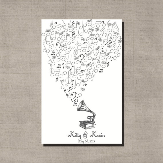 Thumbprint Musical Guestbook PDF by ladygreyshop on Etsy