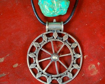 Wheel of Life Amulet - Tribal Silver Amulet - Indian Tribal Amulet