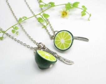 Fruit Lime Friendship Necklace (2pcs) Food jewelry food necklace ...