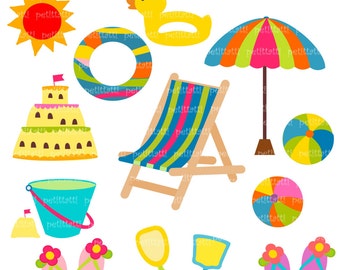 Summer Beach clip art Digital clip art - sun sea sand clip art, beach ...