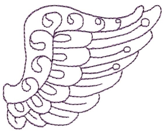 Angel wing machine embroidery design. Angel redwork embroidery, 2 sizes ...