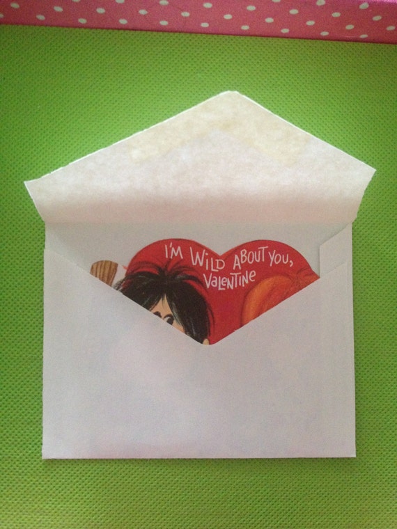 Caveman and cavewoman vintage Valentines Card by appleponie