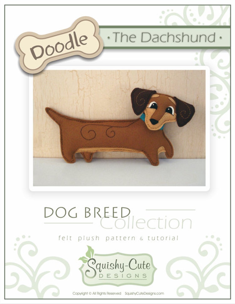 Dachshund Sewing Pattern PDF Dog Stuffed by SquishyCuteDesigns