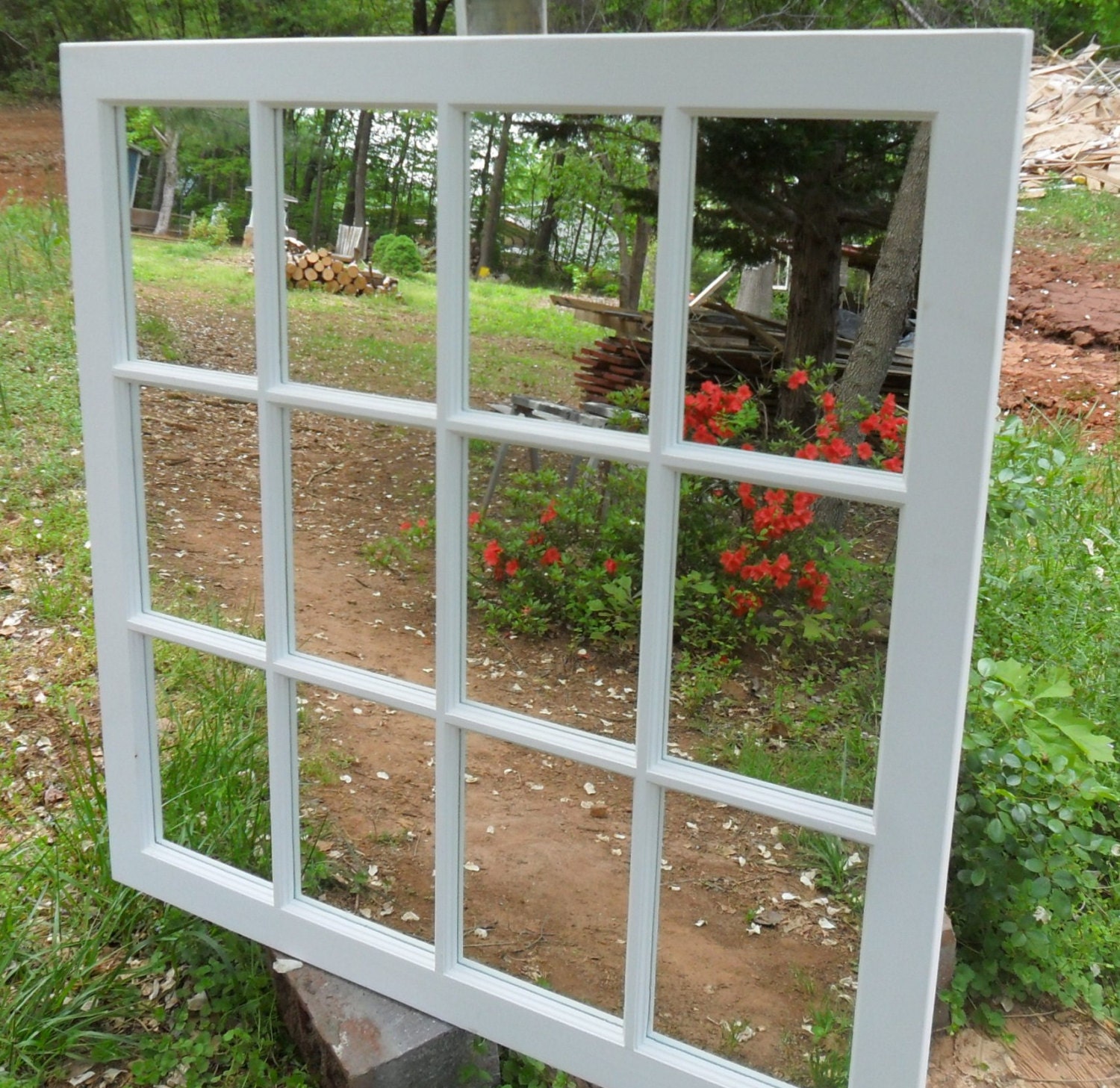 Sale 10 % White mirror large square window by usawoodworks