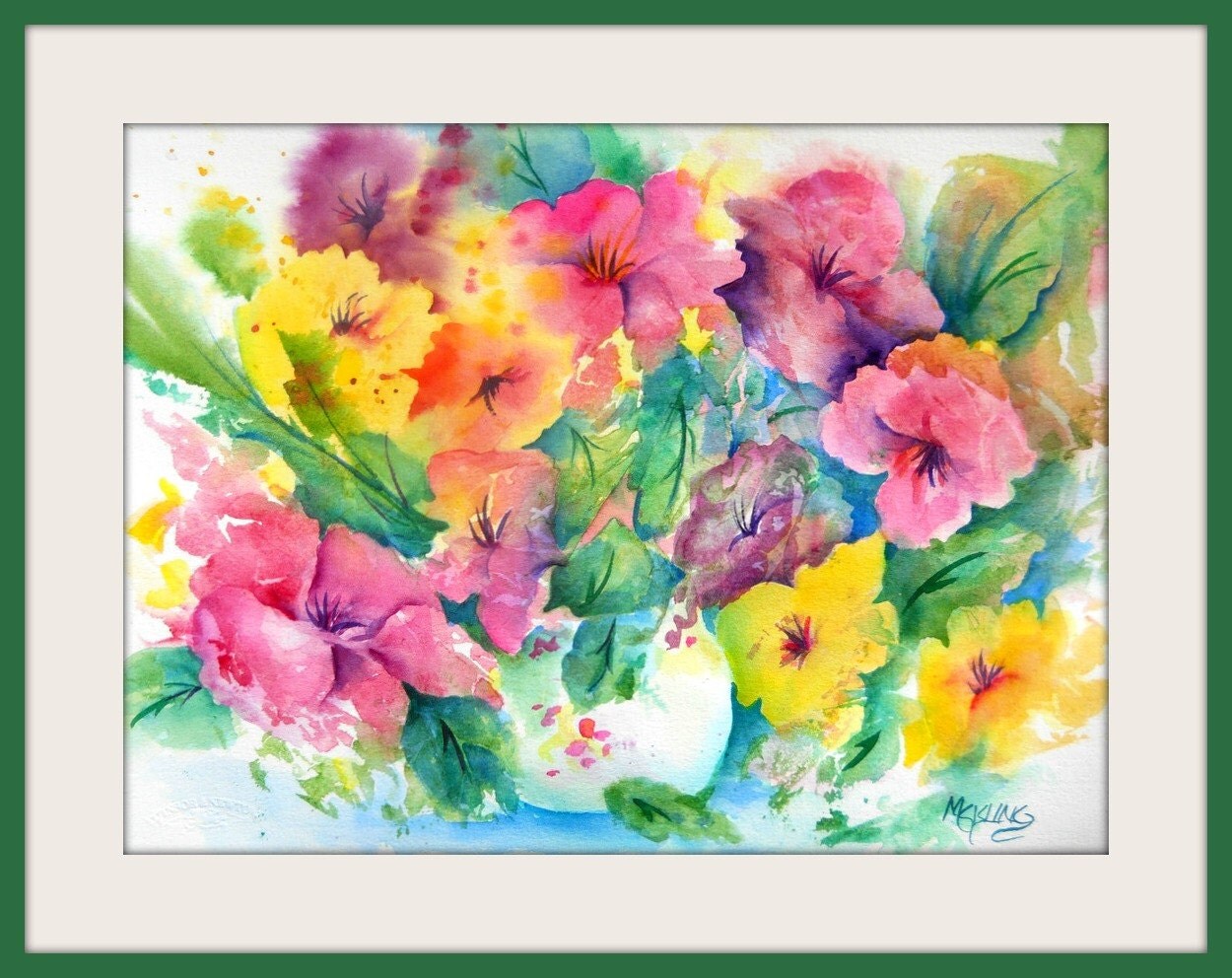 Watercolor Bouquet Spring Bouquet Colorful Flowers