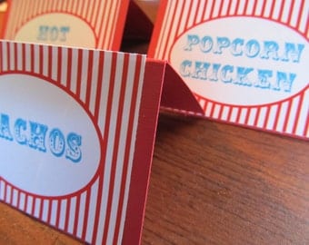 Red Checked Gingham Printable Party Food Tents Folding