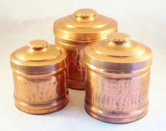 Vintage Canister Set GREGORIAN COPPER Hammered