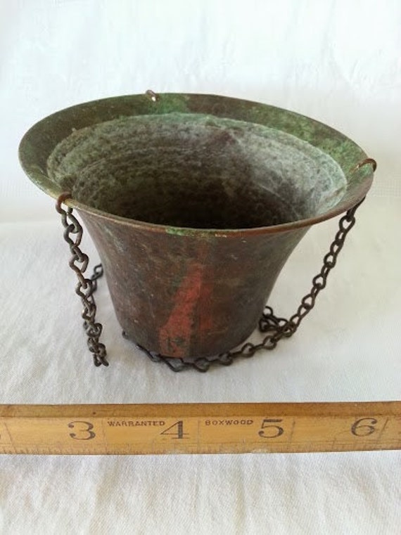 Vintage hanging copper pot by DoloDeals on Etsy