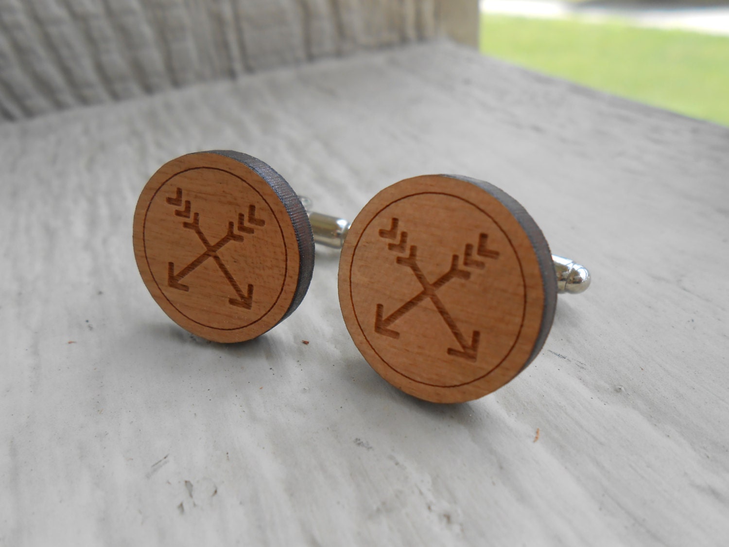 Wood Arrow Cufflinks. Wedding Men's Groomsmen by TreeTownPaper
