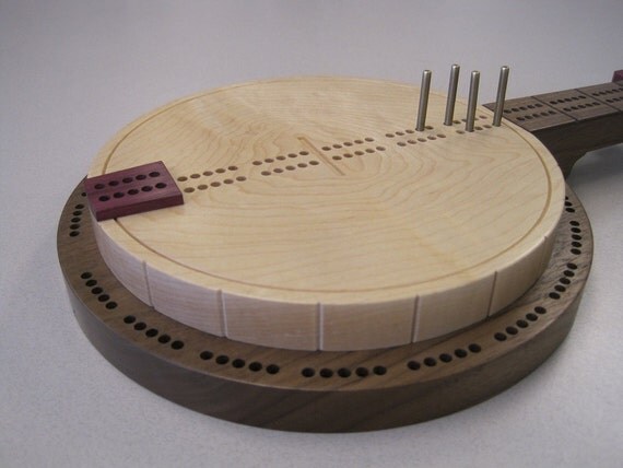 Banjo Cribbage Board by WoodStuff11 on Etsy