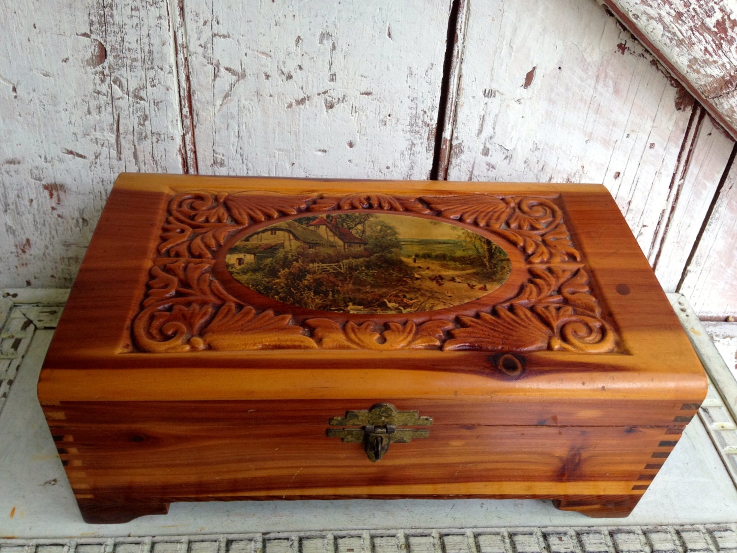 Vintage Small cedar chest, box, perfect for jewerly, treasures, hankies ...
