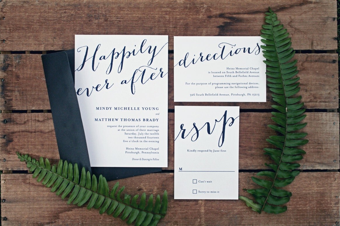 Ever After | 3 Piece DIY Printable Wedding Invitation, RSVP and Details ...