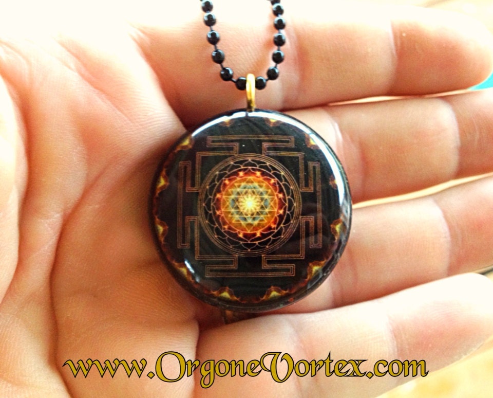 Golden Fire Sri Yantra Mandala Orgone Tesla by OrgoneVortex