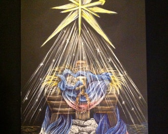 Jesus Manger Scratch art - Christmas scratch art - Baby Jesus