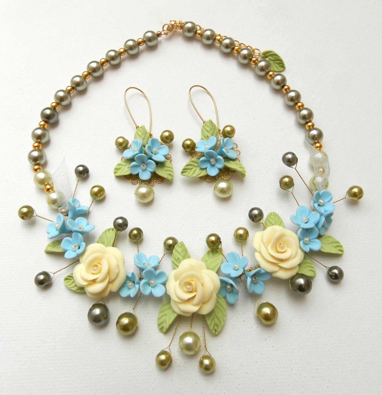 Pastel Jewelry Flower Jewelry Wedding Jewelry by insoujewelry